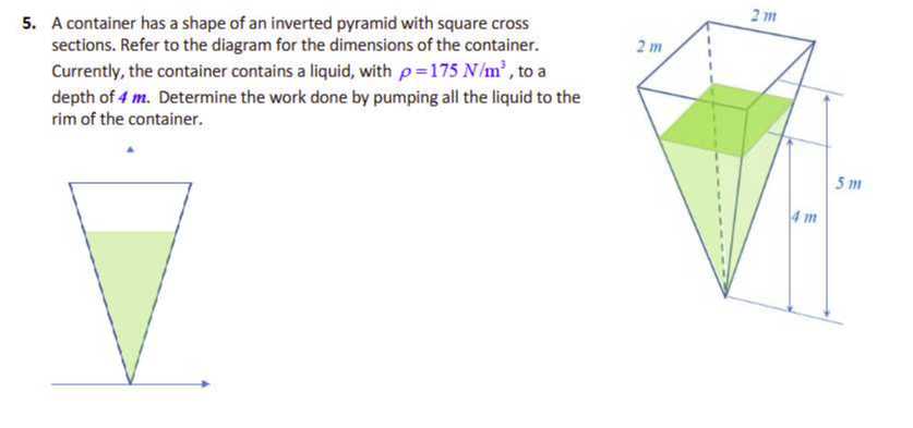 5. A container has a shape of an inverted pyramid with square cross sections. Refer to the ...
