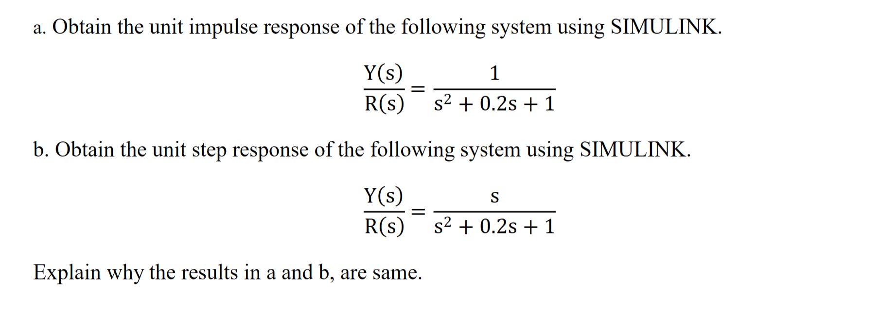 a. Obtain the unit impulse response of the following system using ...