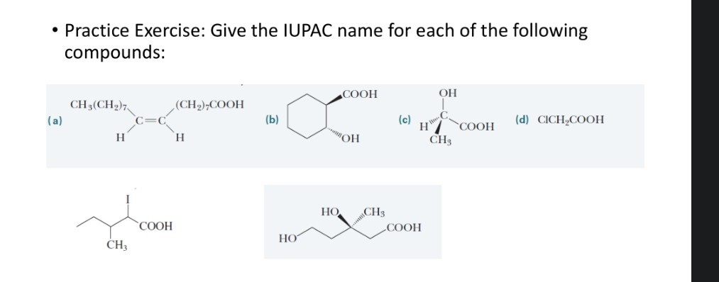 practice exercise give the iupac name for each of the following compounds a b c d mathrmclch2 ...