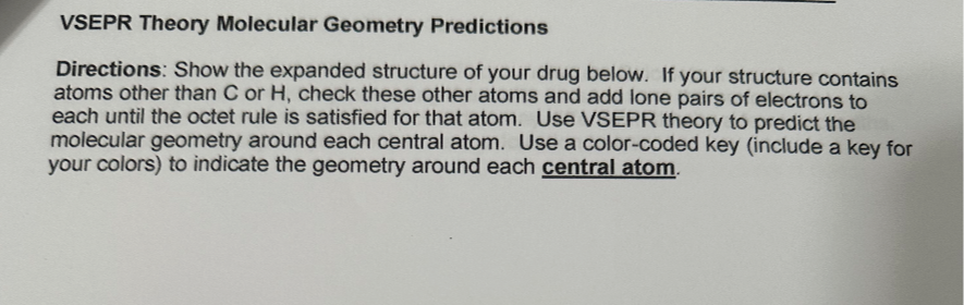 SOLVED: VSEPR Theory Molecular Geometry Predictions Directions: Show the expanded structure of ...
