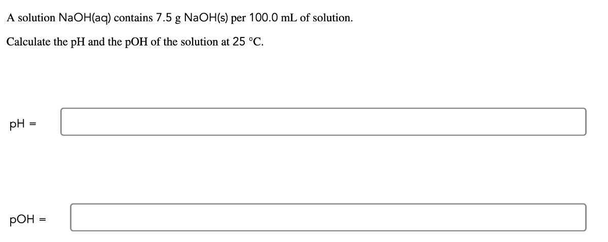 A solution NaOH(aq) contains 7.5 gNaOH(s) per 100.0 mL of solution ...