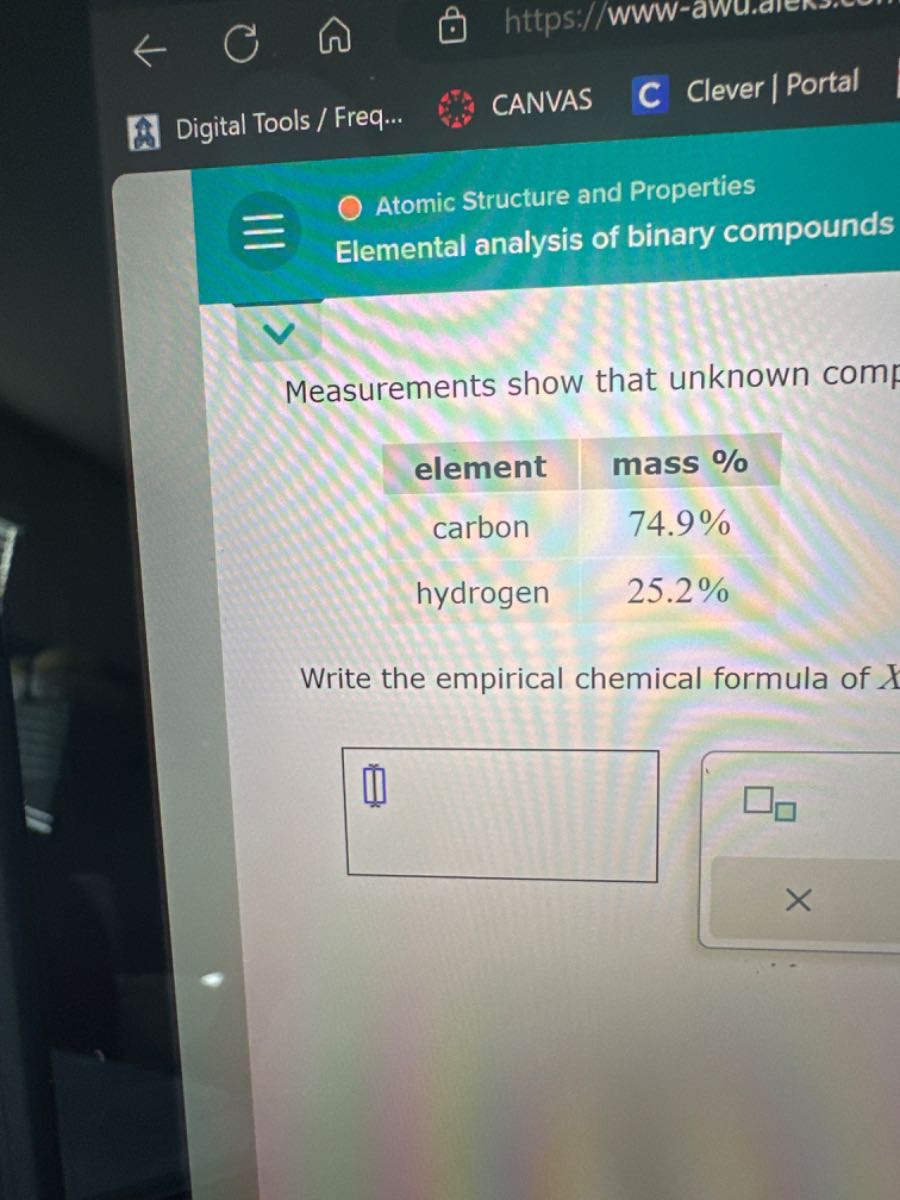 Digital Tools / Freq... CANVAS Clever|Portal ? Atomic Structure and Properties Elemental ...