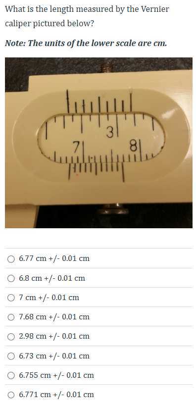 What is the length measured by the Vernier caliper pictured below? Note ...