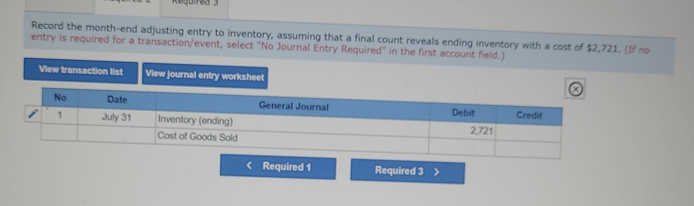 Record the month-end adjusting entry to inventory, assuming that a ...