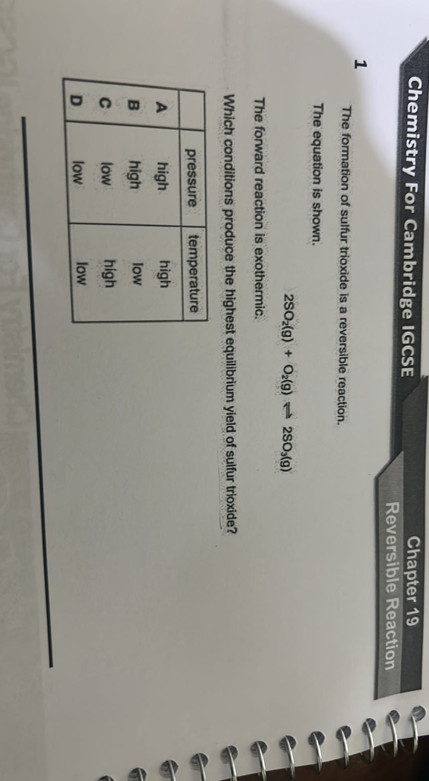 Chemistry For Cambridge IGCSE Chapter 19 Reversible Reaction 1 The ...