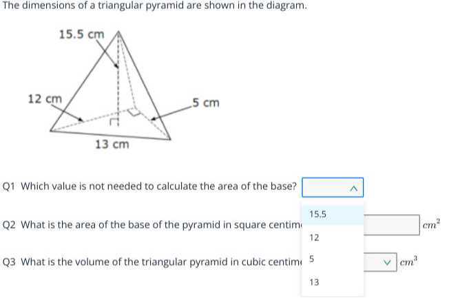 [GET ANSWER] The dimensions of a triangular pyramid are shown in the ...