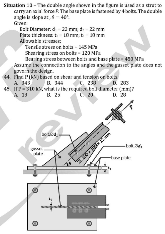 Situation 10 - The double angle shown in the figure is used as a strut ...