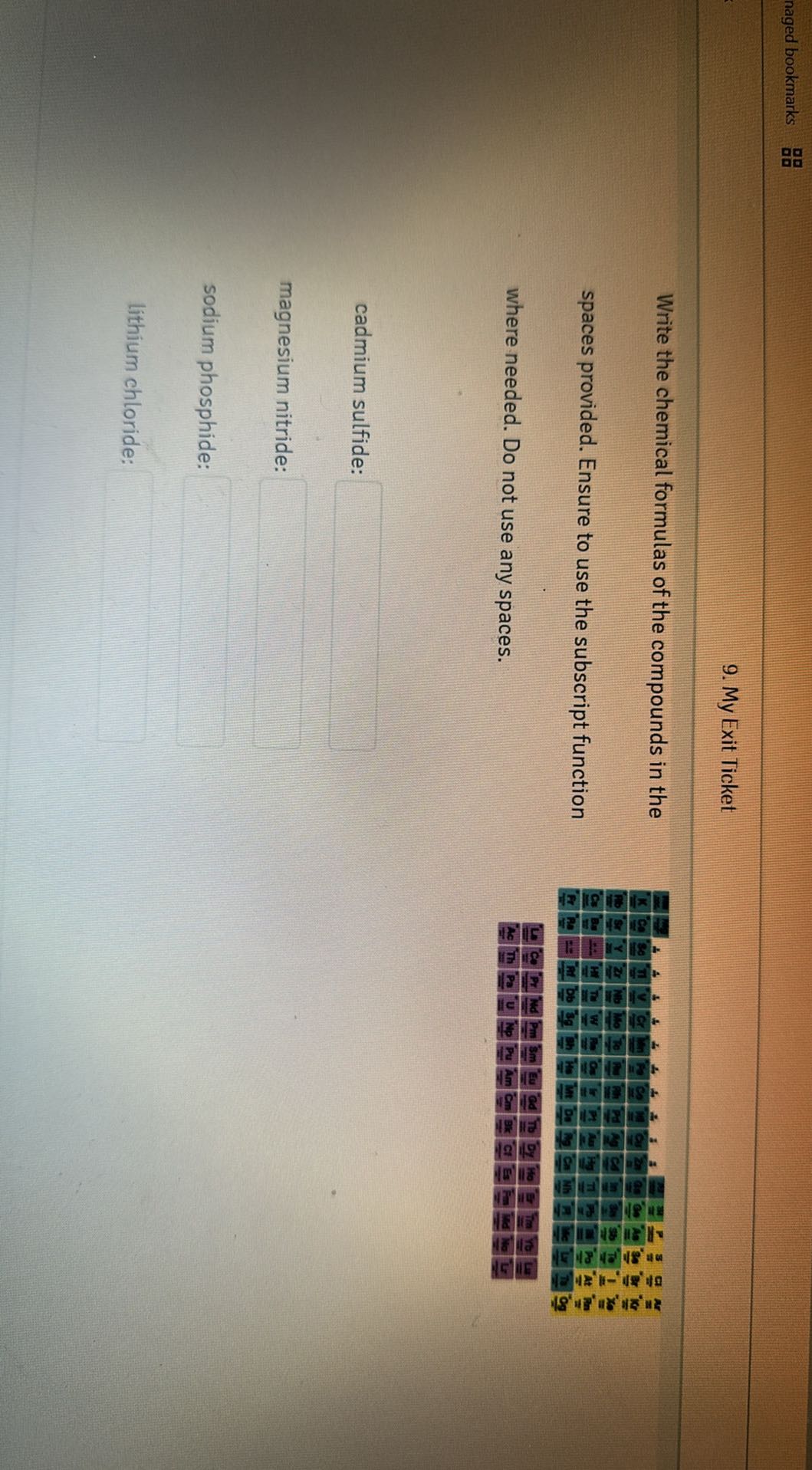 naged bookmarks 9. My Exit Ticket Write the chemical formulas of the ...