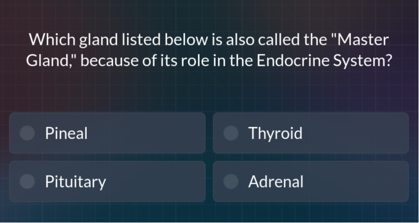 Which gland listed below is also called the "Master Gland," because of ...