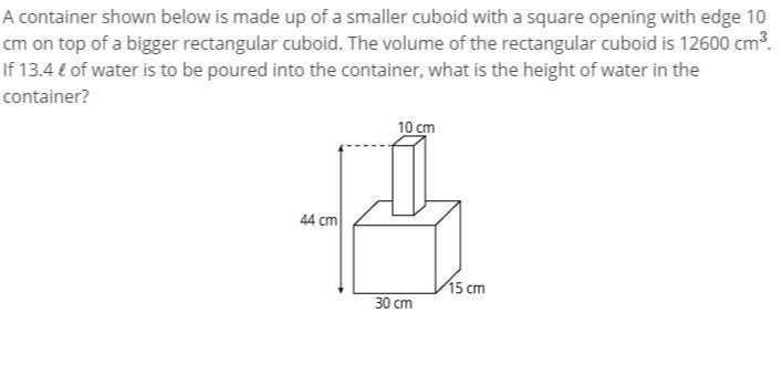 A container shown below is made up of a smaller cuboid with a square ...