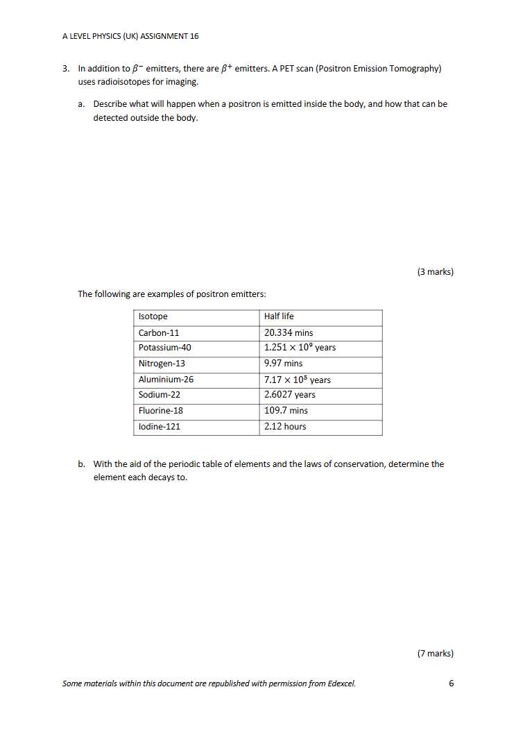 A LEVEL PHYSICS (UK) ASSIGNMENT 16 3. In addition to β^-emitters, there ...