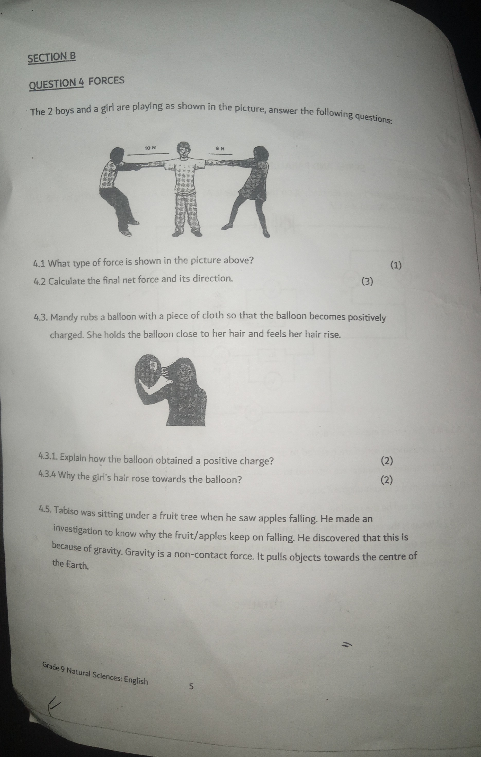 section b question 4 forces the 2 boys and a girl are playing as shown in the picture answer the ...