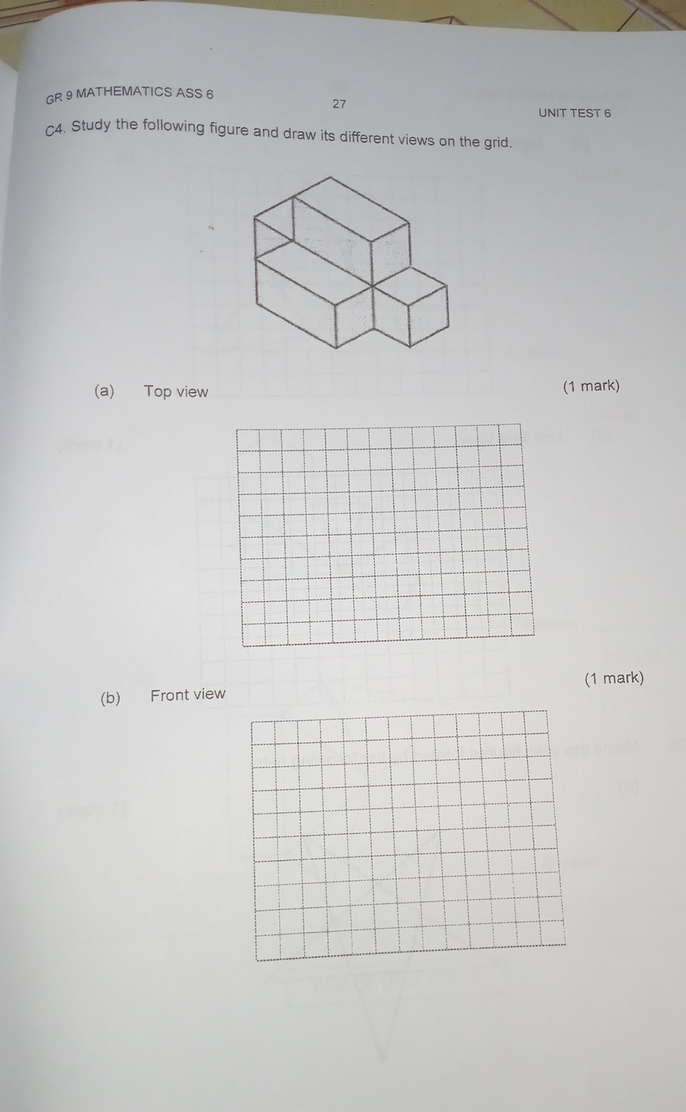 GR 9 MATHEMATICS ASS 6 27 UNIT TEST 6 C4. Study the following figure ...