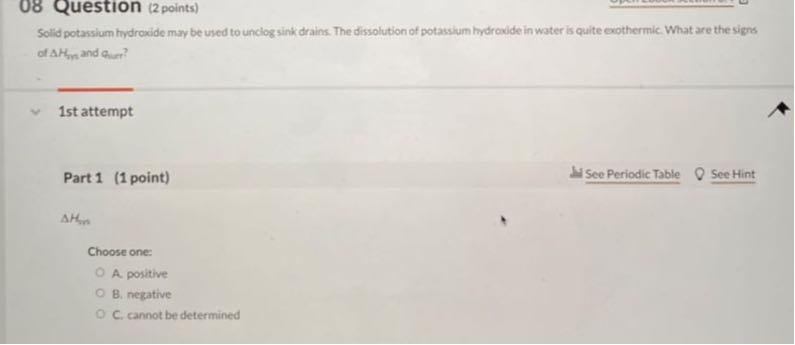 08 question 2points solld potasslum hydroxide may be used to unclog ...