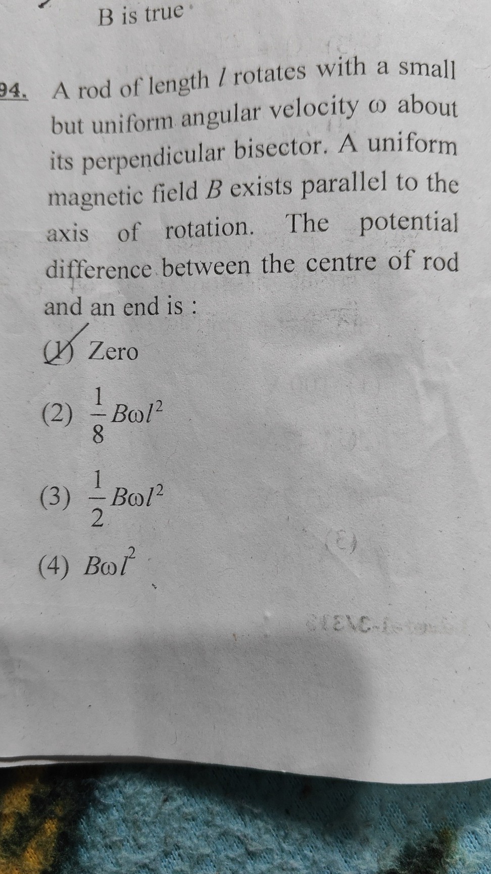 b is true 94 a rod of length rotates with a small but uniform angular ...