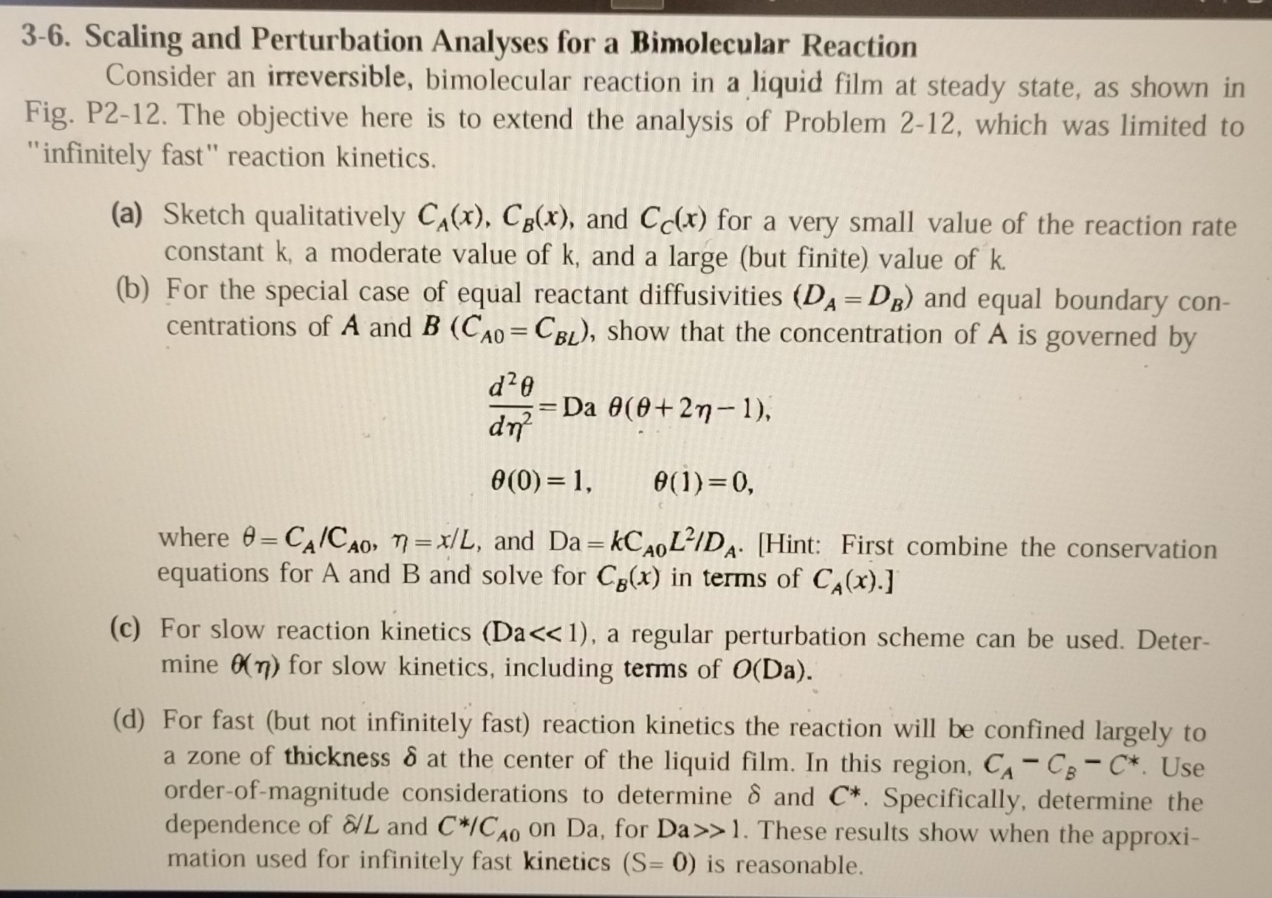 3 6 scaling and perturbation analyses for a bimolecular reaction consider an irreversible ...