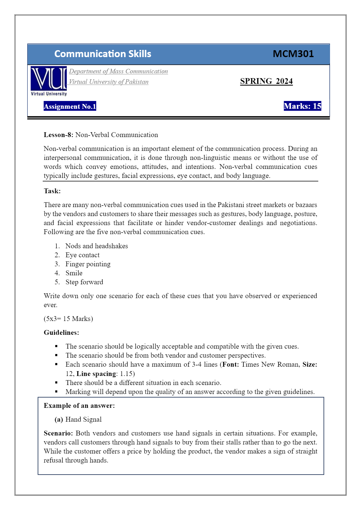 Communication Skills MCM301 Department of Mass Communication Virtual ...