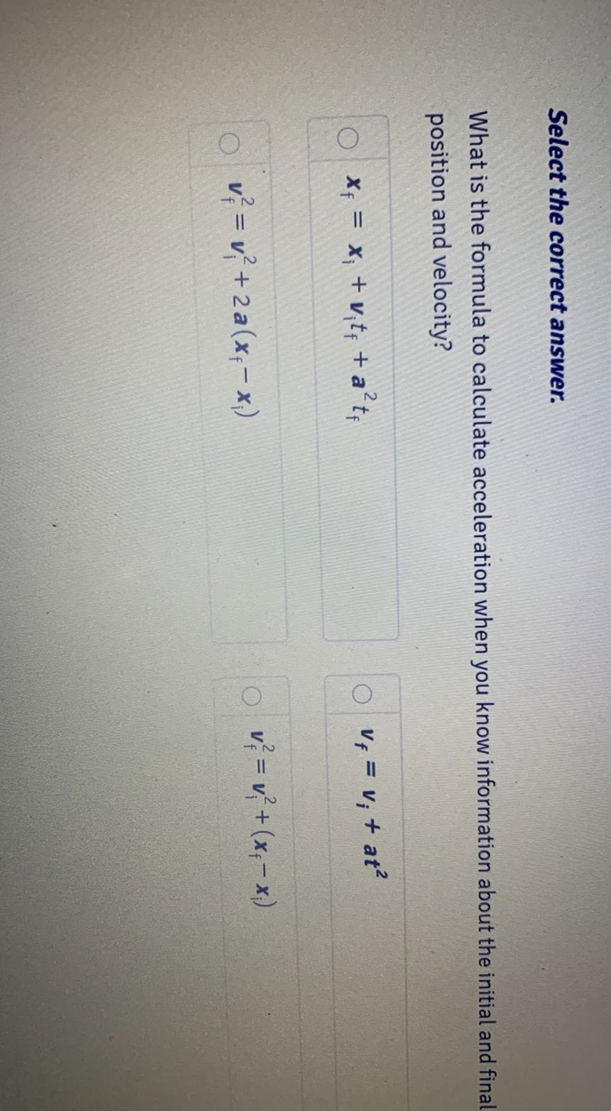 Select the correct answer. What is the formula to calculate ...