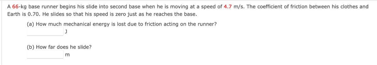 a 66 mathrmkg base runner begins his slide into second base when he is ...