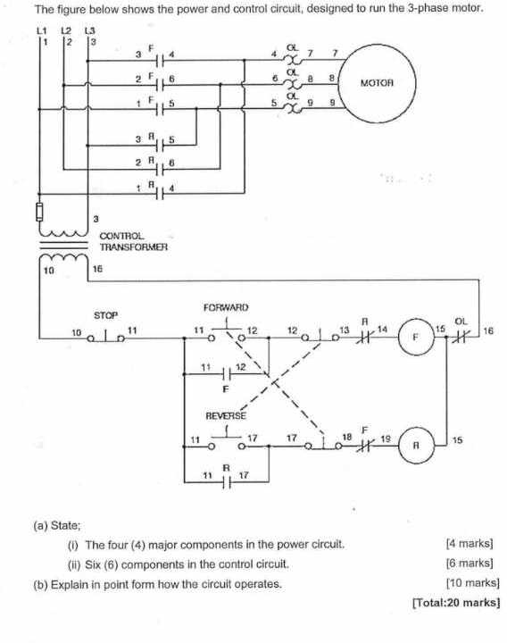 The figure below shows the power and control circuit, designed to run ...