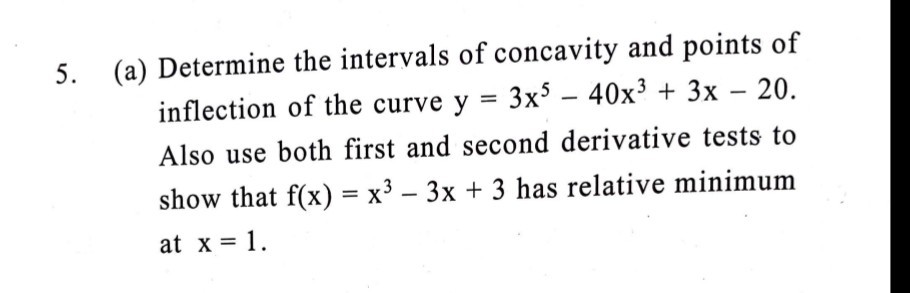 5. (a) Determine the intervals of concavity and points of inflection of ...