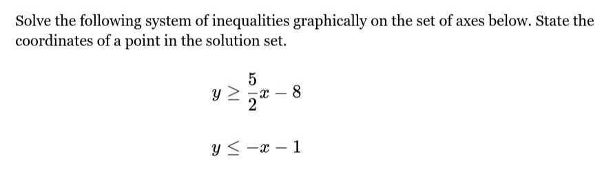 Solve the following system of inequalities graphically on the set of ...