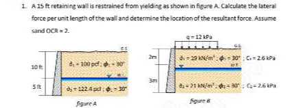 I. A is ft retaining wall is restrained from yelding as shown in figure ...