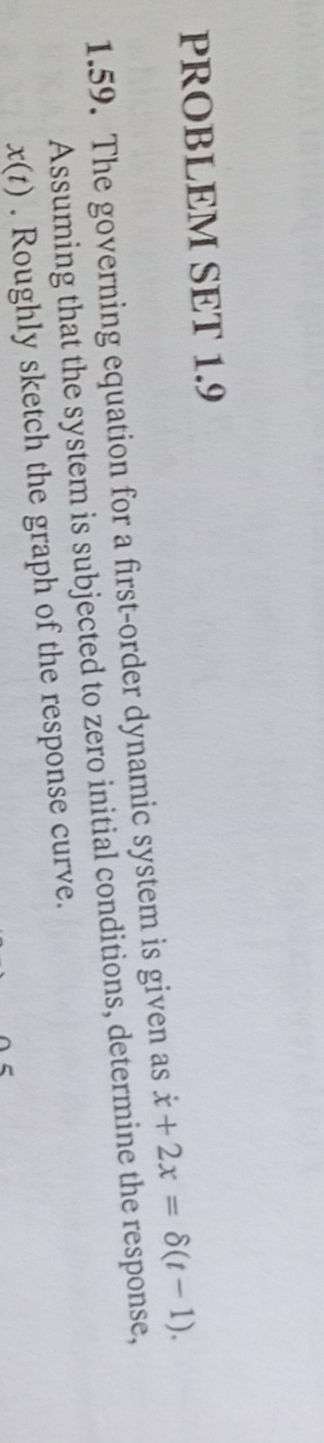 problem set 19 159 the governing equation for a first order dynamic ...