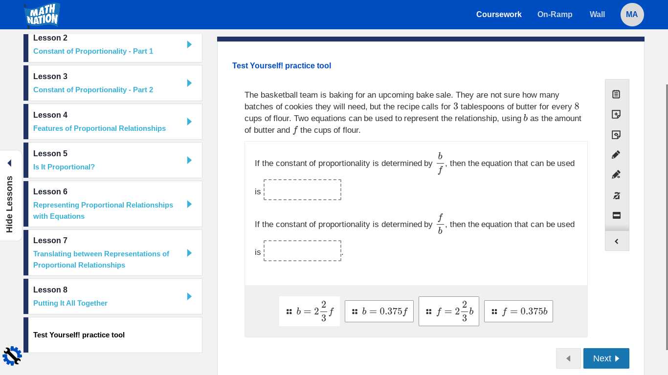 Coursework On-Ramp Wall MA Lesson 2 Constant of Proportionality - Part ...