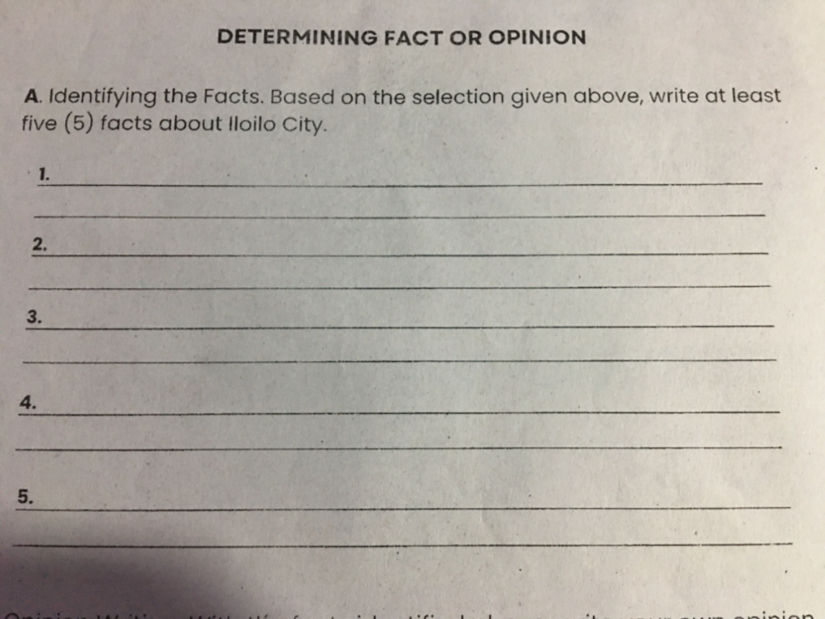 determining fact or opinion a identifying the facts based on the ...