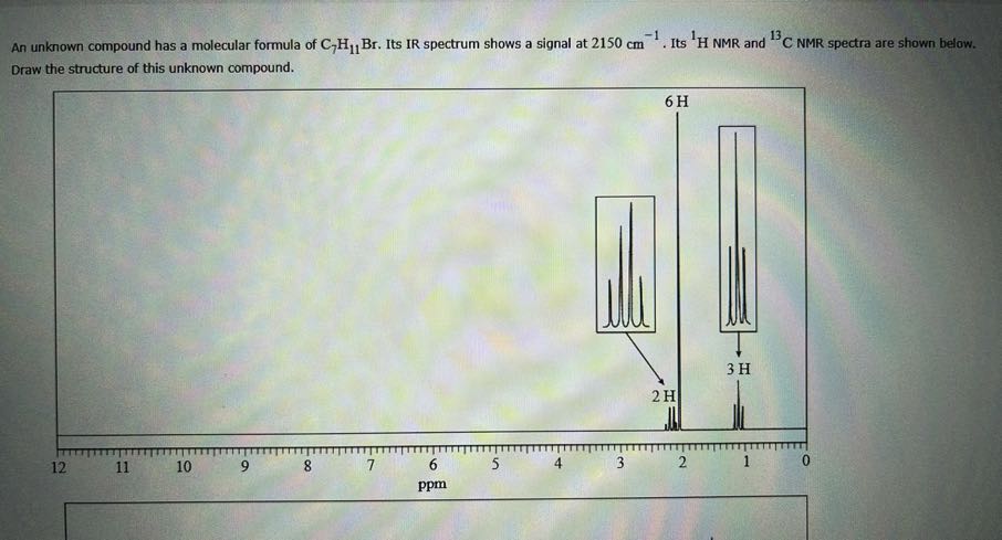 An unknown compound has a molecular formula of C7H11Br. Its IR spectrum ...