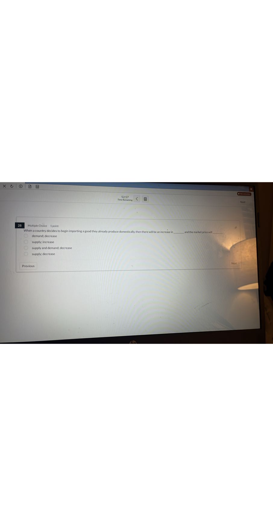 28 multiple choice 1 point when a country decides to begin importing a good they already produce ...