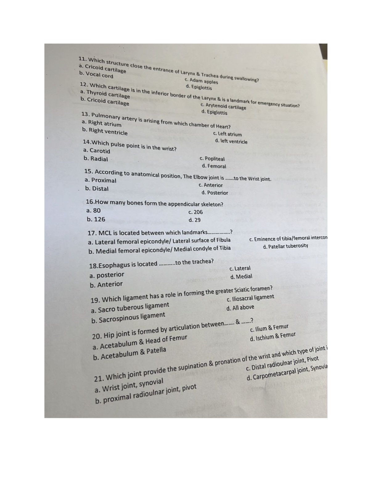 11. Which structure close the entrance of Larynx & Trachea during ...