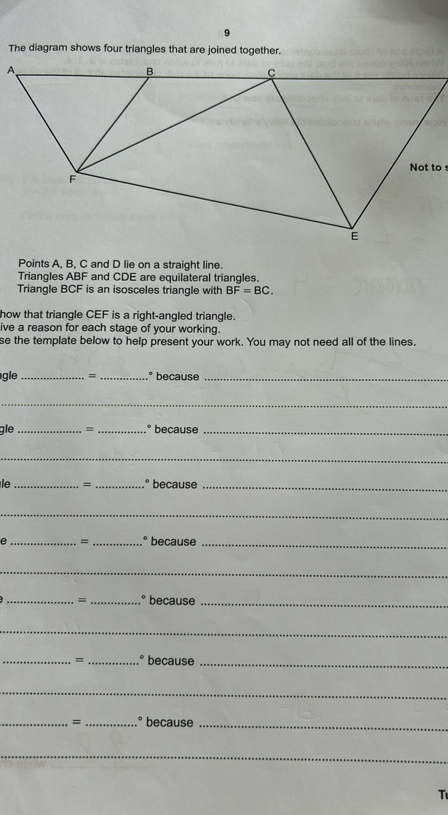 9 The diagram shows four triangles that are joined together. Points A ...