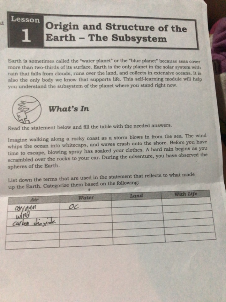 Lesson Origin and Structure of the Earth - The Subsystem Earth is ...