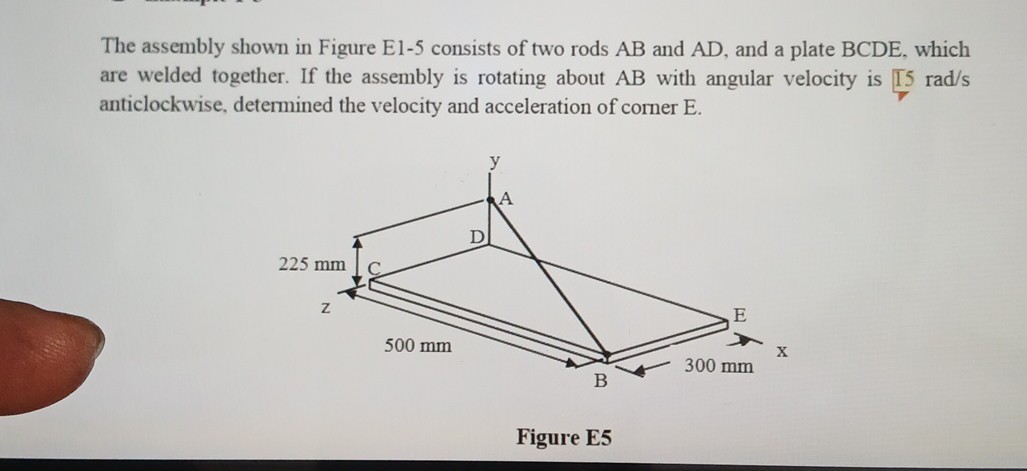 The assembly shown in Figure E1-5 consists of two rods A B and A D, and ...