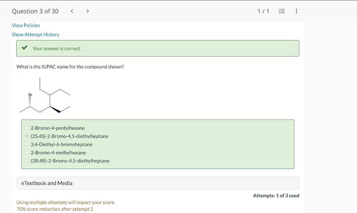 Question 3 of 30 1 / 1 View Policies Show Attempt History Your answer is correct. What is the ...