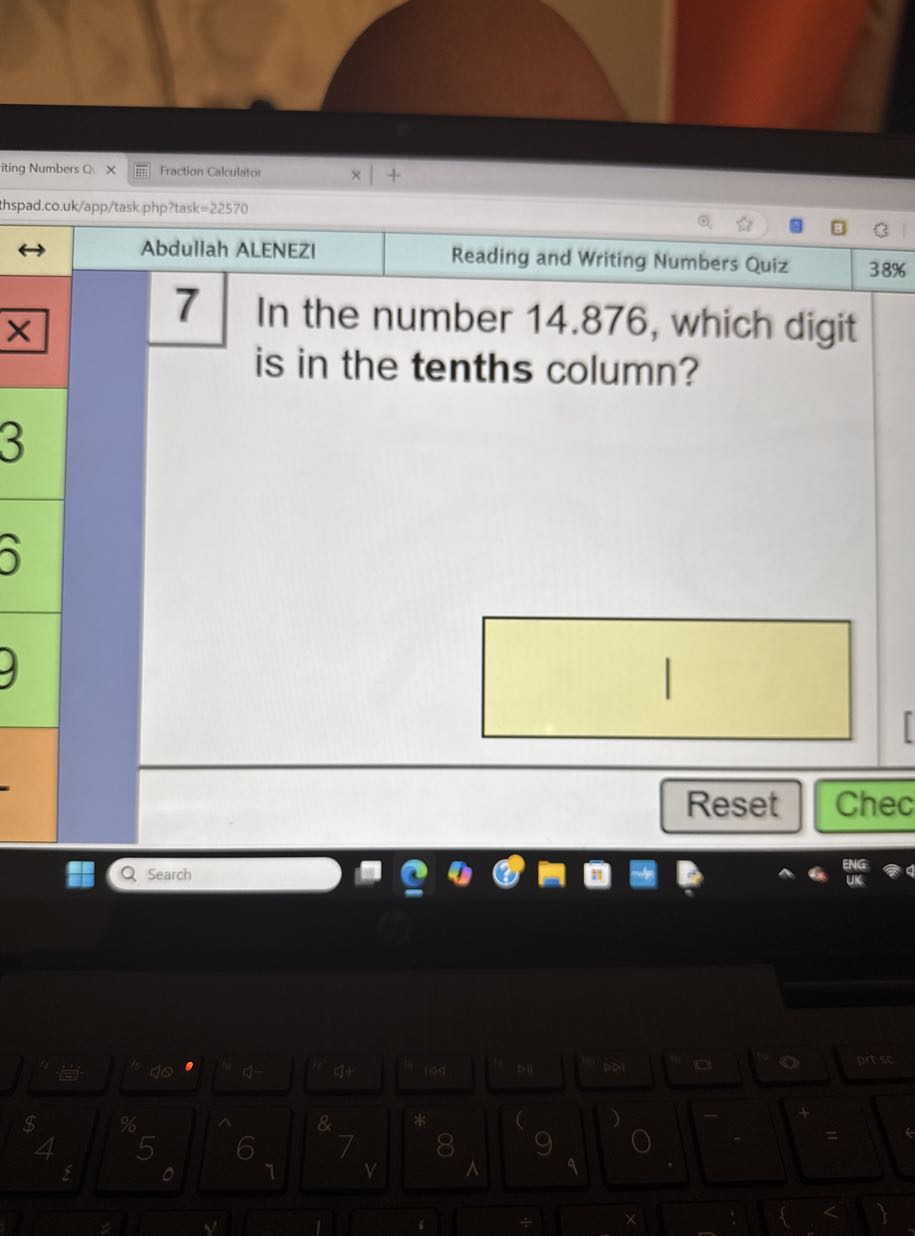 Abdullah ALENEZI Reading and Writing Numbers Quiz 7 In the...