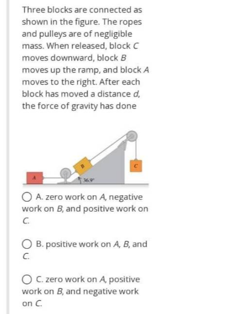 three blocks are connected as shown in the figure the ropes and pulleys are of negligible mass ...