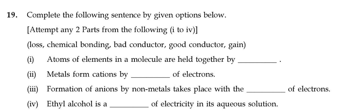 19. Complete the following sentence by given options below. [Attempt ...