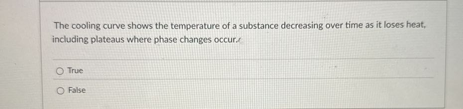 The cooling curve shows the temperature of a substance decreasing over ...