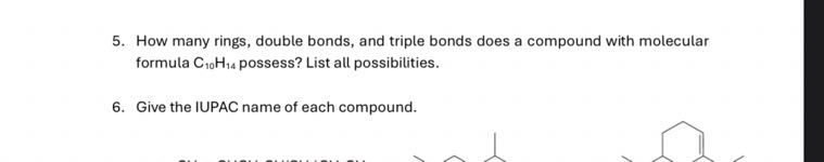 5. How many rings, double bonds, and triple bonds does a compound with ...