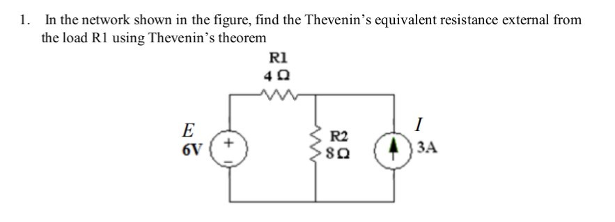 1. In the network shown in the figure, find the Thevenin's equivalent resistance external from ...