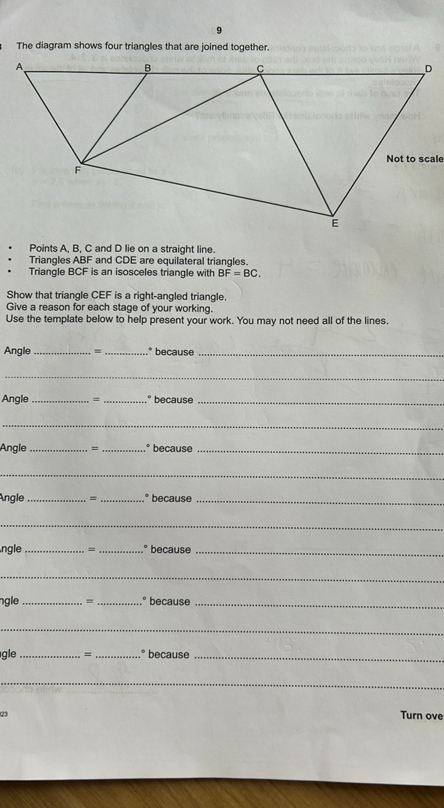 9 The diagram shows four triangles that are joined together. - Points A ...