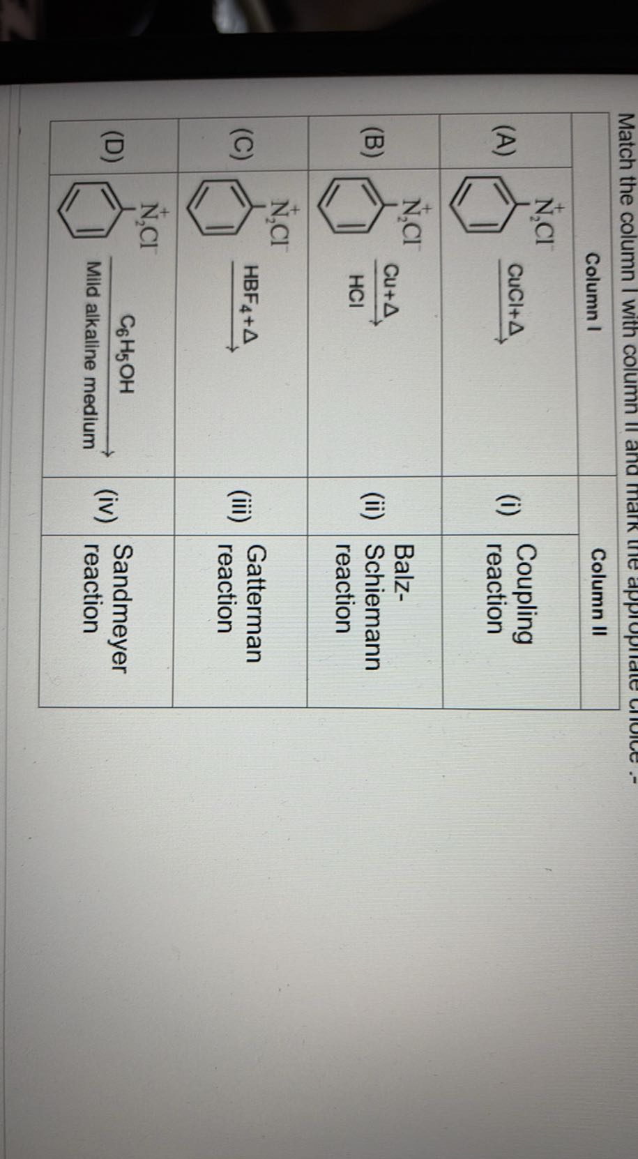 Match the column I with column if and mark tne ap 2|r|Column 1 2|r ...