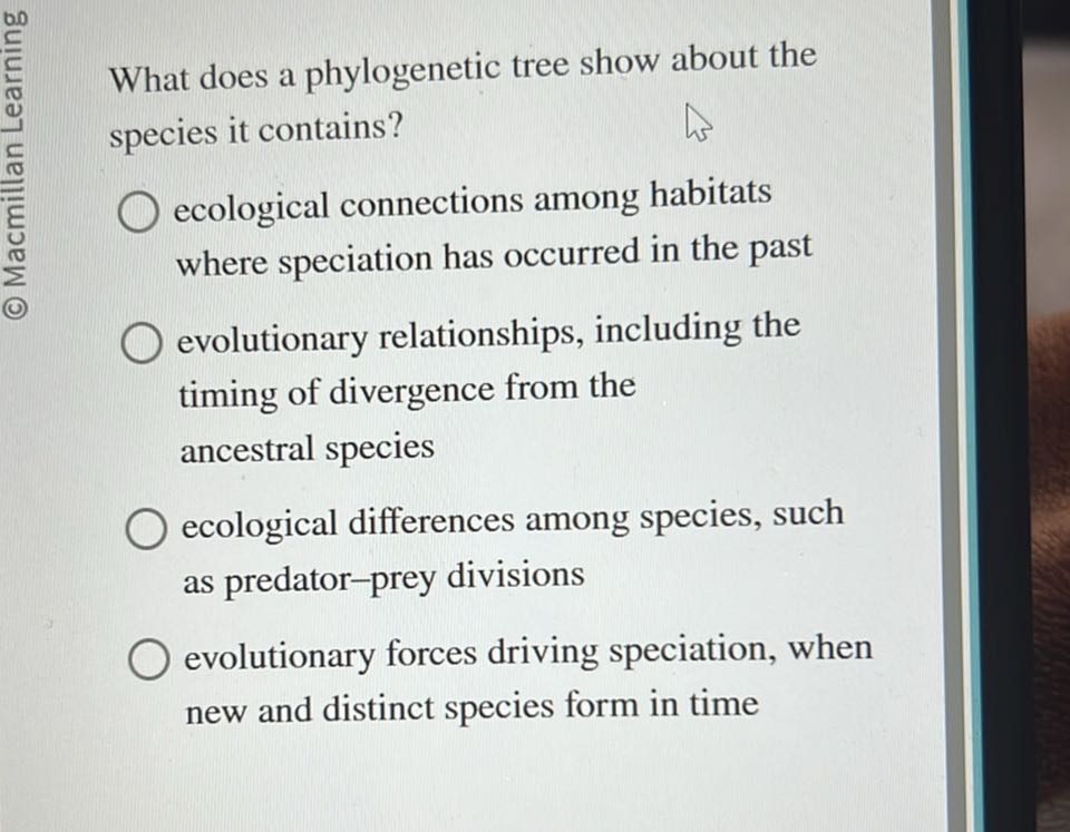 What does a phylogenetic tree show about the species it contains ...