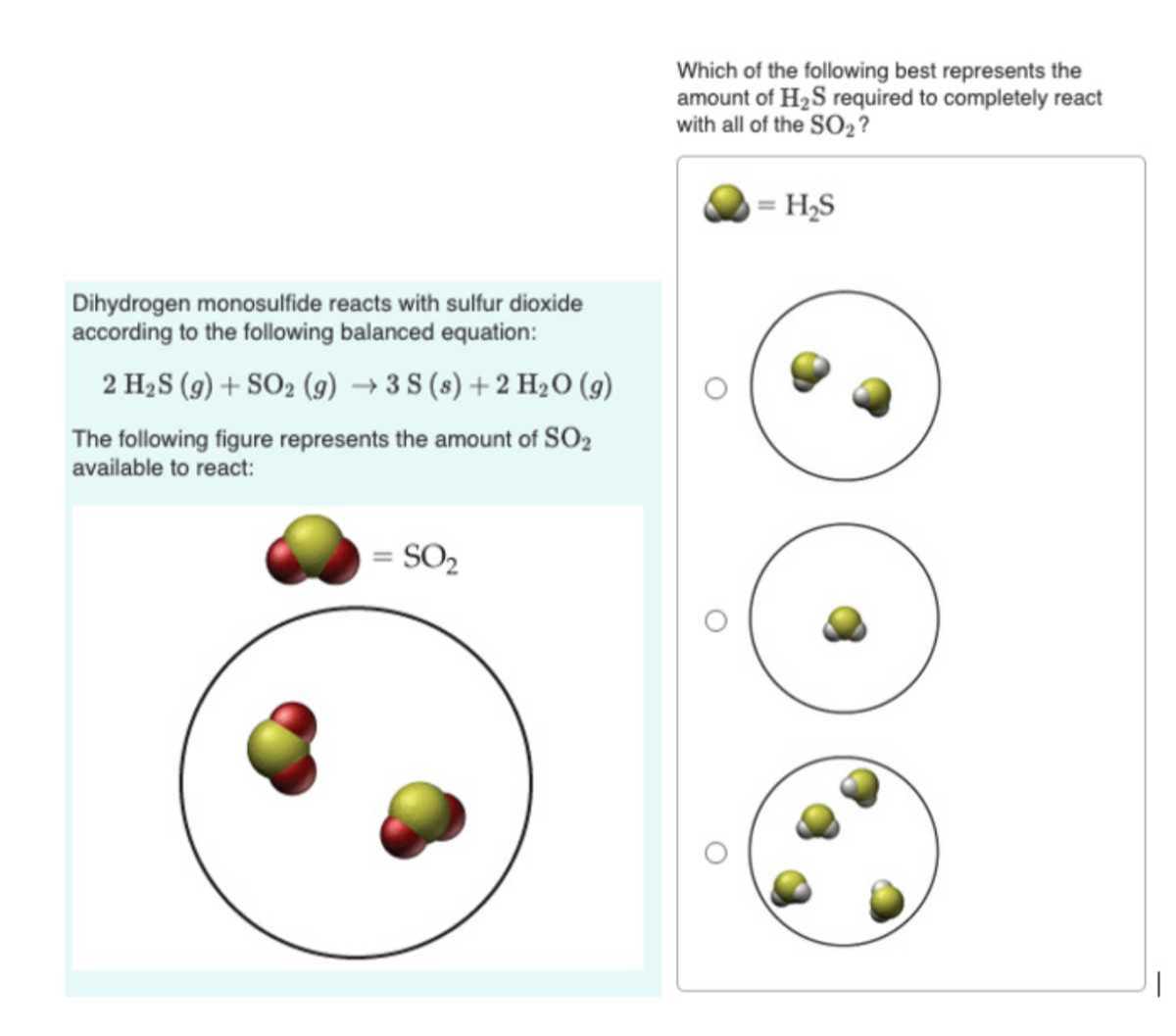 Which of the following best represents the amount of H2 S required to ...