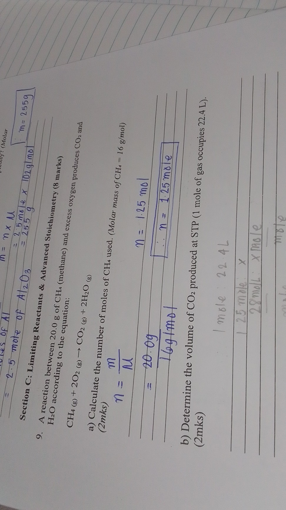 Section C: Limiting Reactants & Advanced Stoichiometry ( 8 marks) 2.5 ...