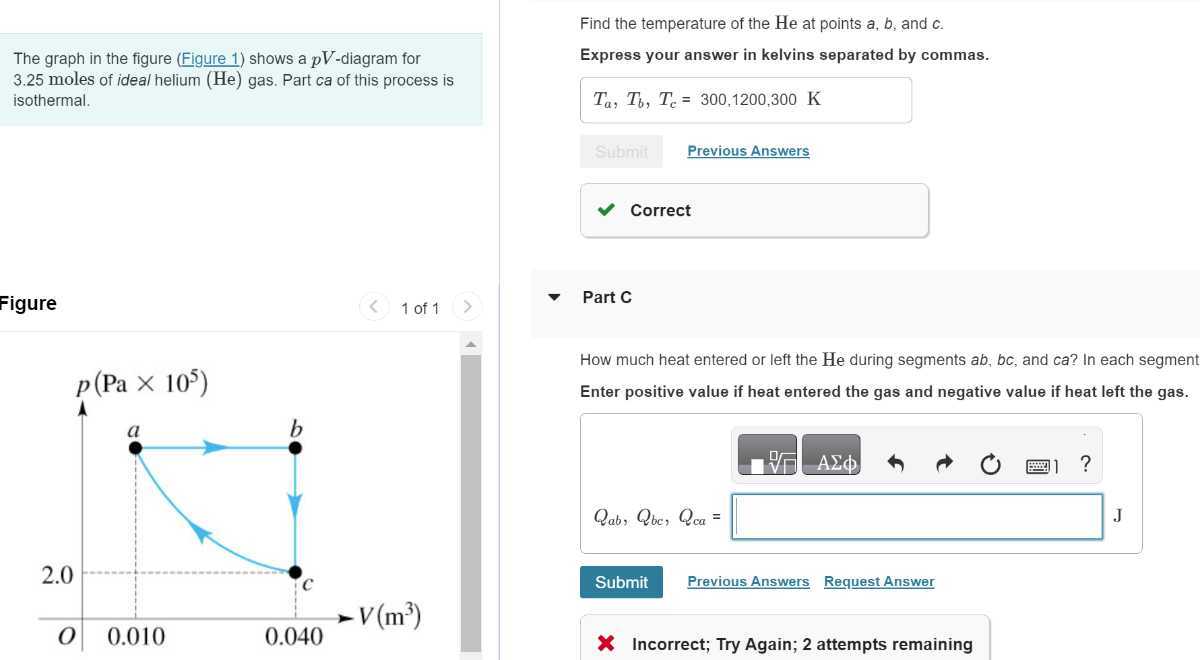 find the temperature of the he at points a b and c the graph in the ...
