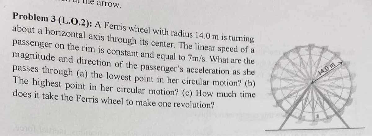 problem 3 lo2 a ferris wheel with radius 140 m is turning about a ...